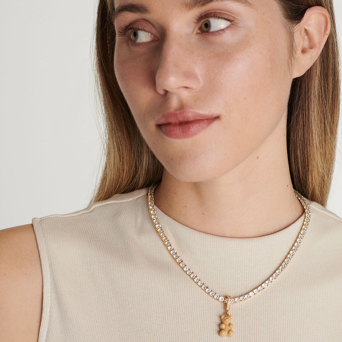 Salt Caramel Nostalgia Bear – Chain Pendants – 18k Gold-Plated at GLAMBOU